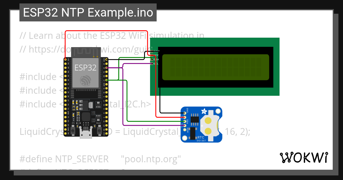 ESP32 NTP Example.ino Copy - Wokwi ESP32, STM32, Arduino Simulator ESP32 NTP Example.ino Copy - Wokwi ESP32, STM32, Arduino Simulator
