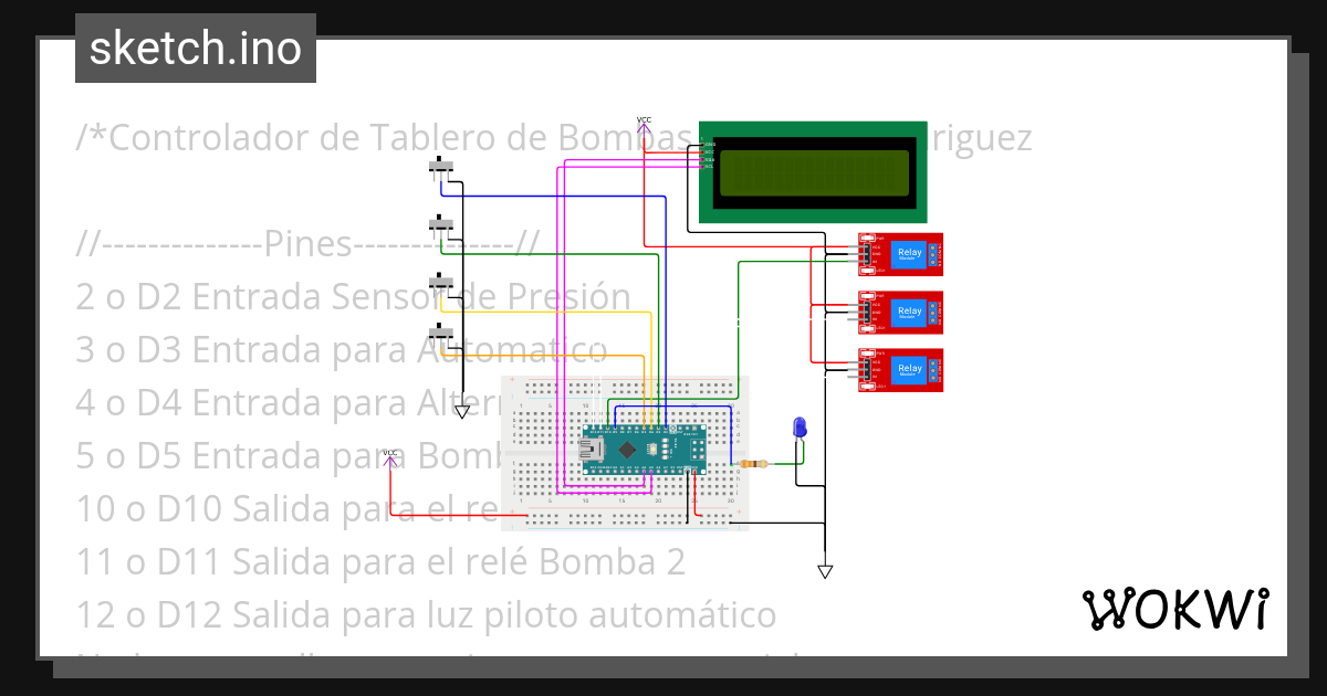 Control de Bombas - Wokwi ESP32, STM32, Arduino Simulator
