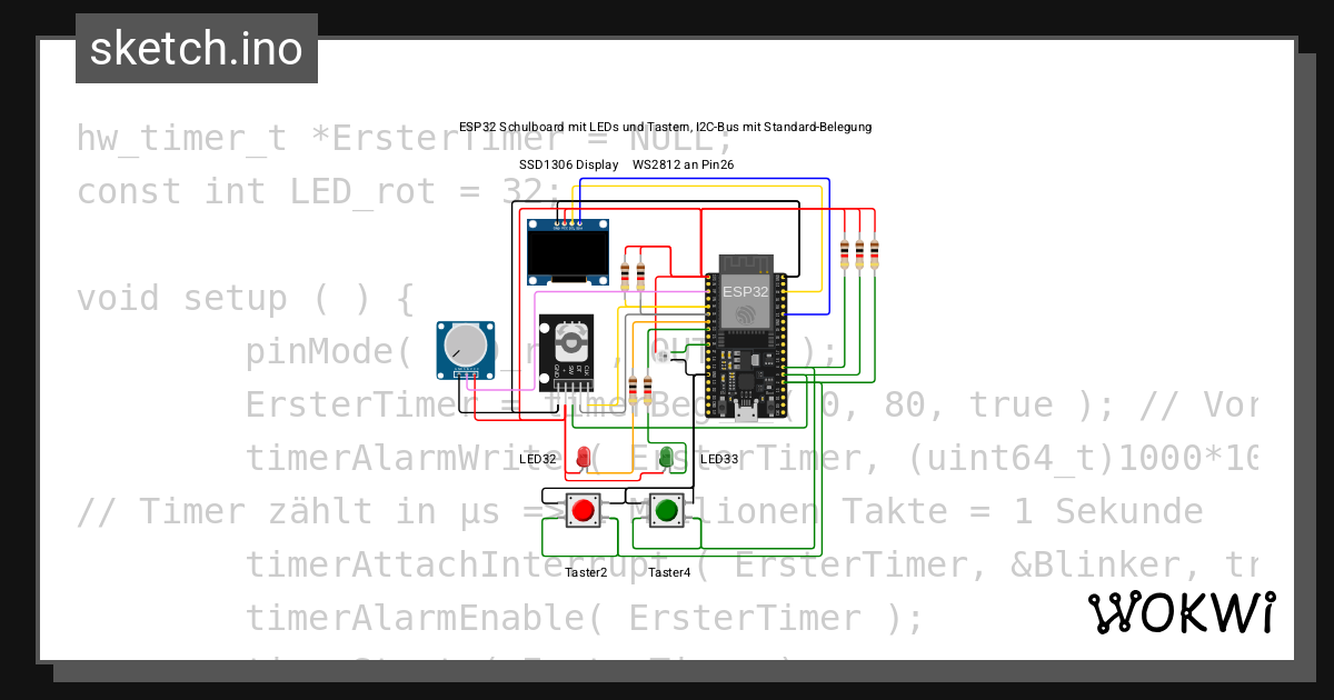 Timer 1s Blinken Wokwi Esp32 Stm32 Arduino Simulator