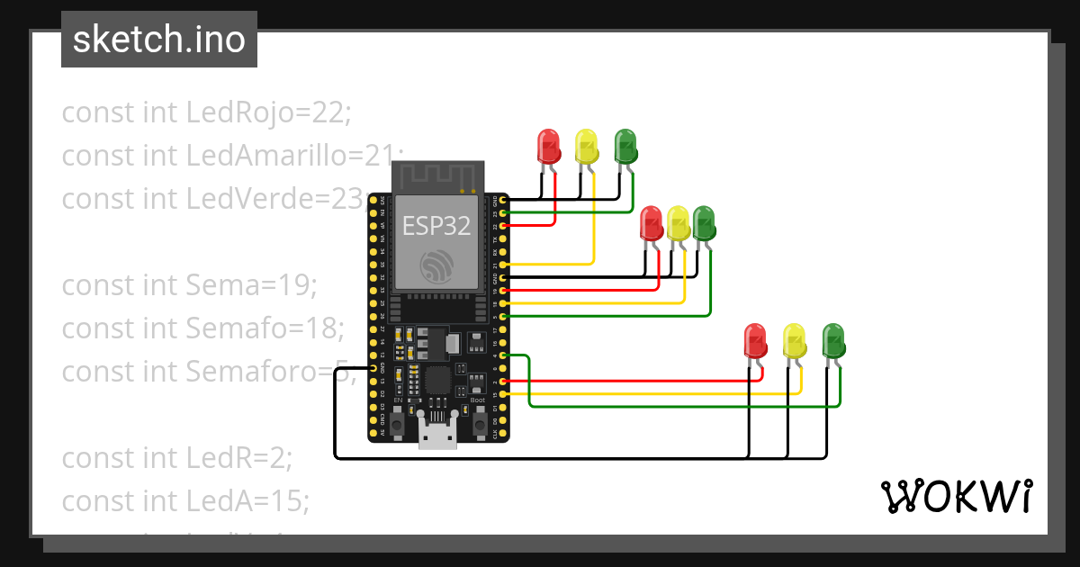 semaforo - Wokwi ESP32, STM32, Arduino Simulator