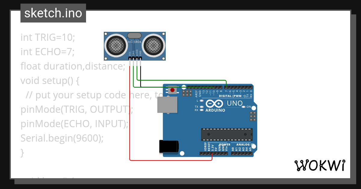 Ultrasonic Sensor - Wokwi ESP32, STM32, Arduino Simulator
