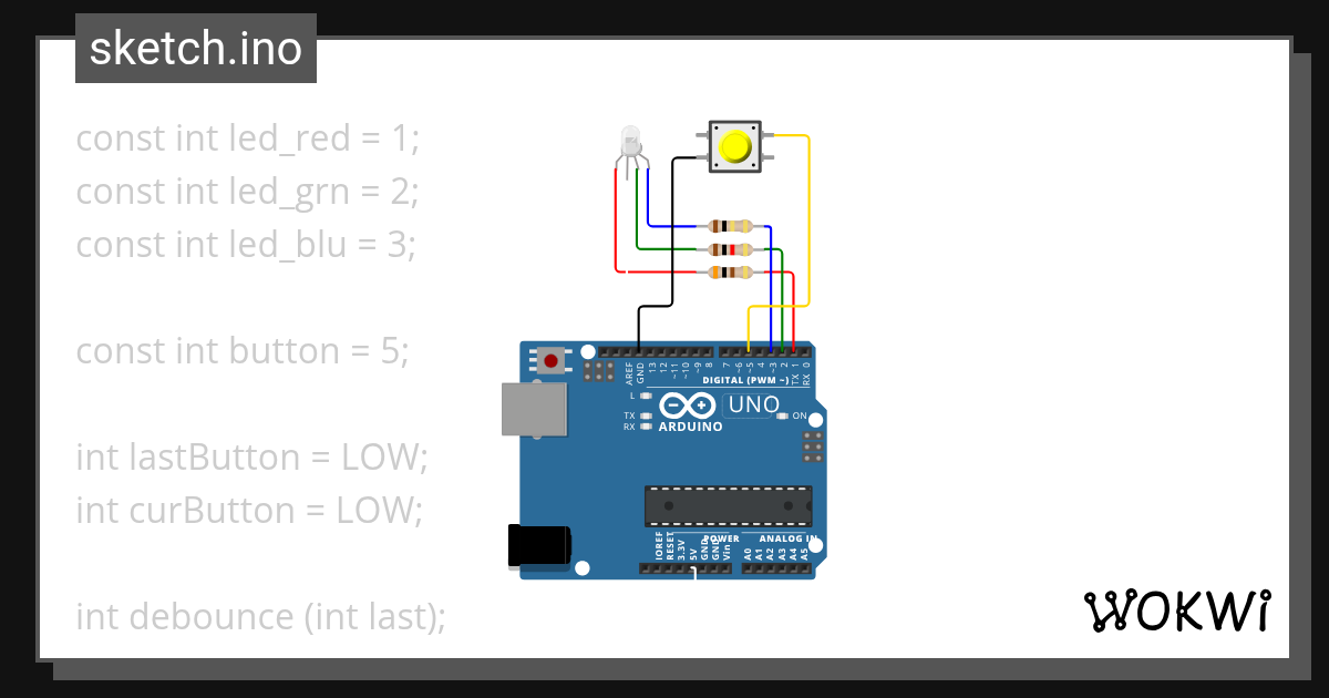 HW2_Project1 Управление RGB с помощью кнопки - Wokwi ESP32, STM32, Arduino Simulator