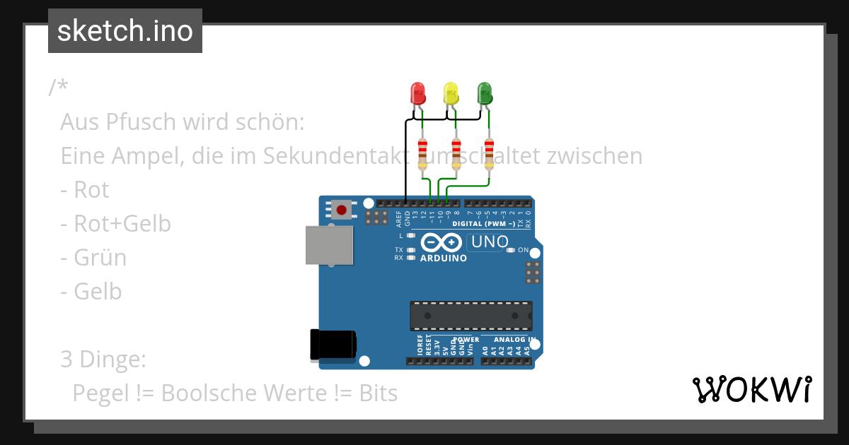 4AHEL: Ampel mit enum - Wokwi ESP32, STM32, Arduino Simulator
