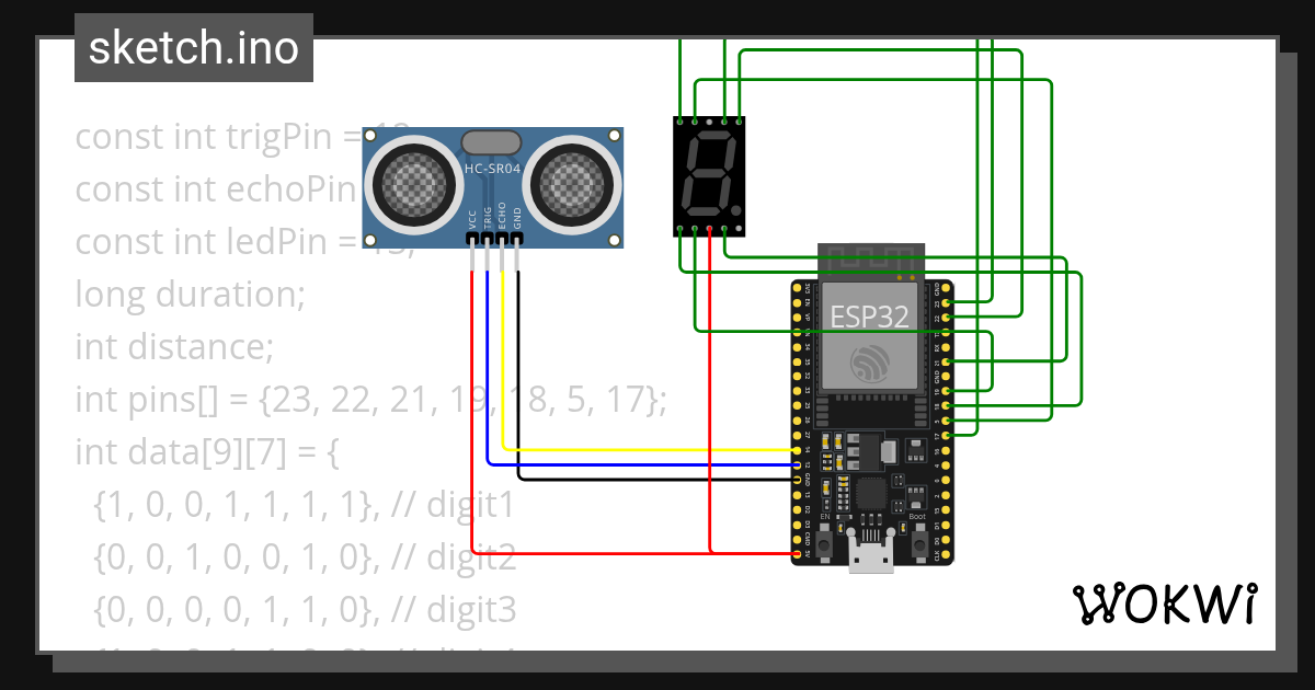 NODEMCU_ULTRASONIC_7SSD - Wokwi ESP32, STM32, Arduino Simulator