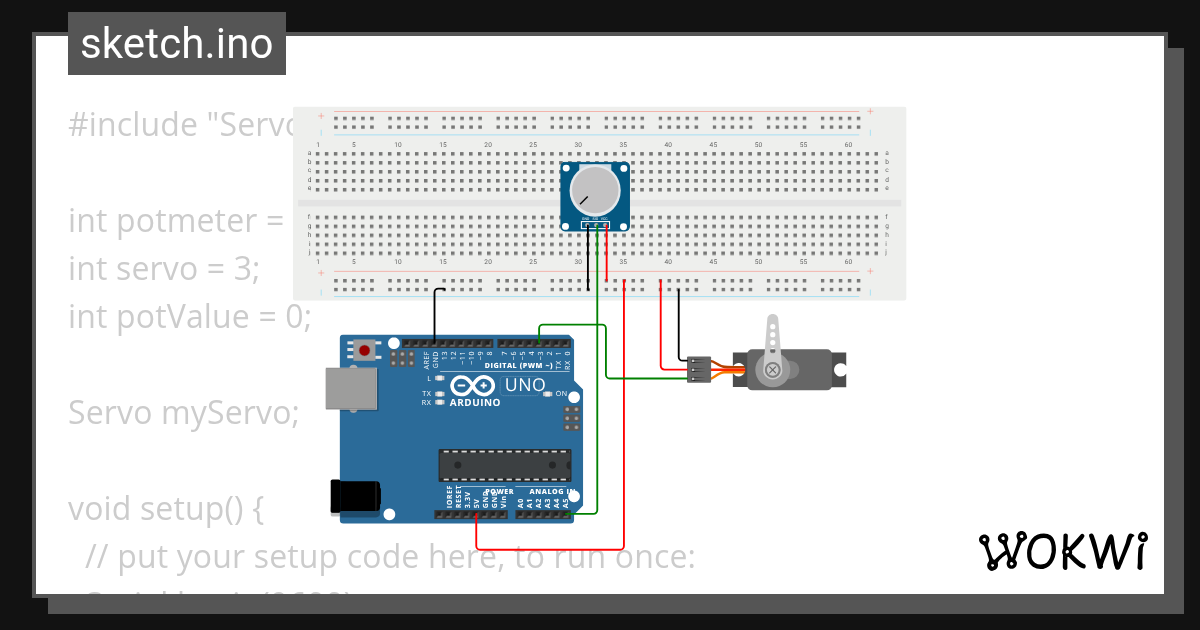 Opdracht 10 Potentiometer Servo Wokwi Esp32 Stm32 Arduino Simulator 