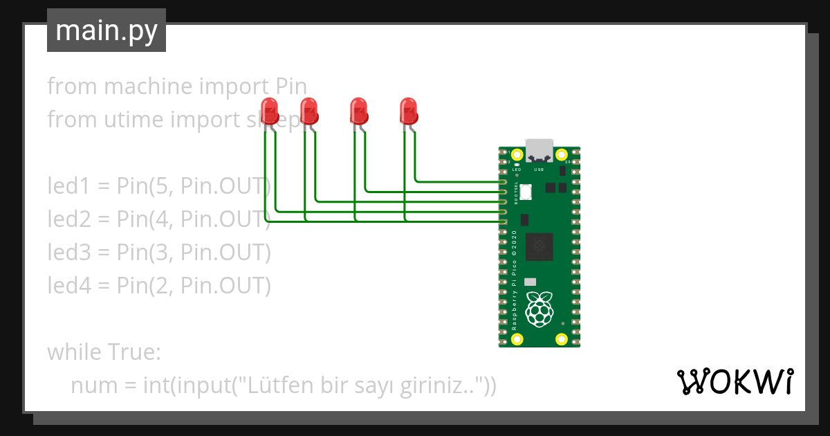 project_4_leds_as_bits - Wokwi ESP32, STM32, Arduino Simulator