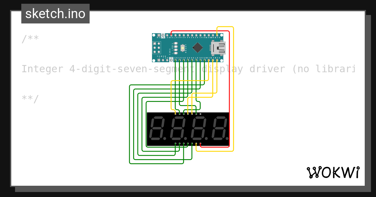 4 Digit Seven Segment Display No I2c No Library Wokwi Esp32 Stm32 Arduino Simulator