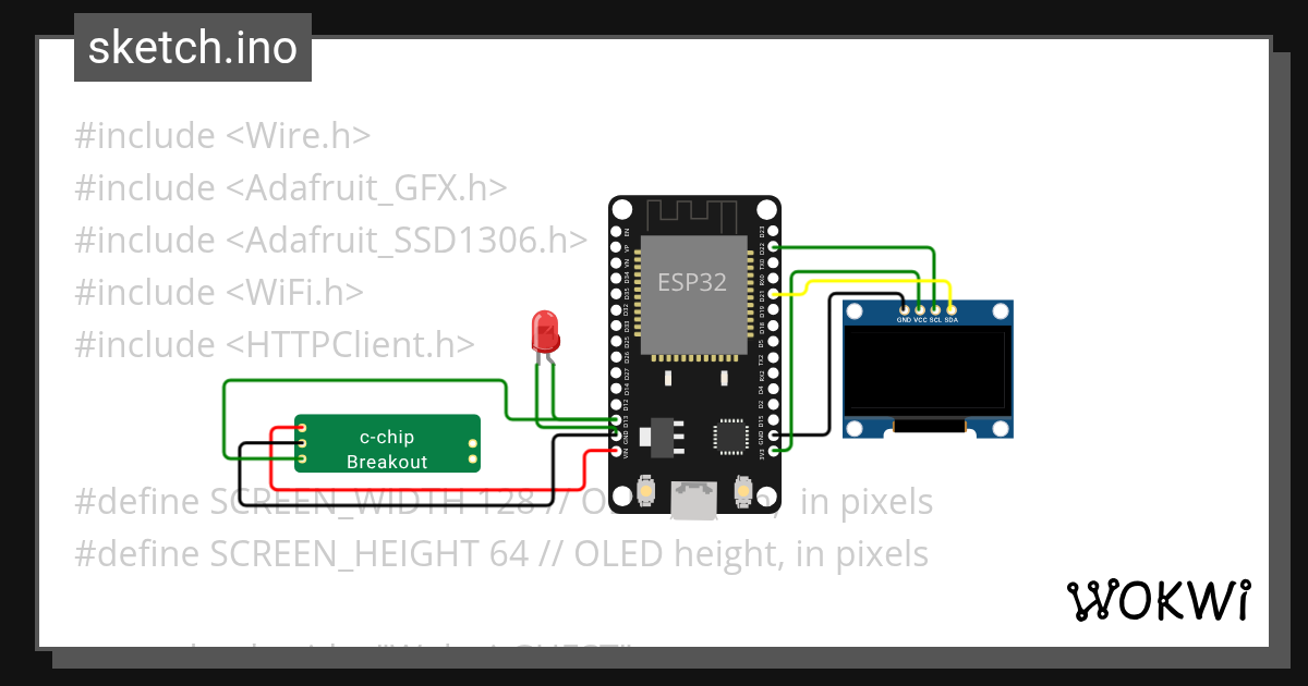 esp32 oled- led - Wokwi ESP32, STM32, Arduino Simulator