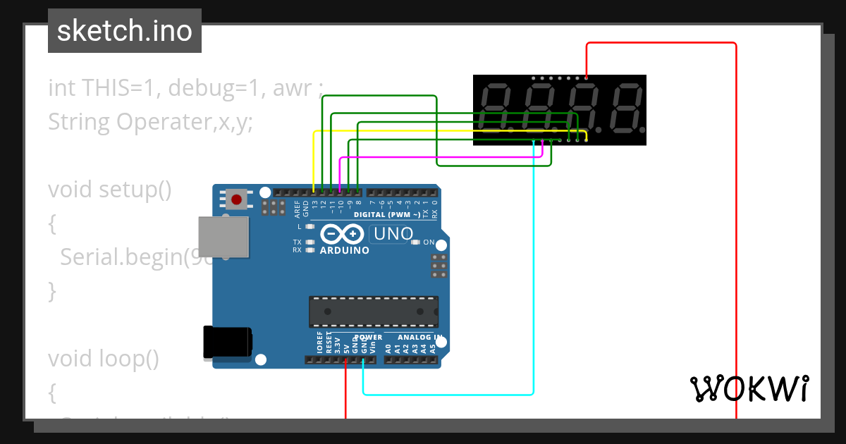 สอบเเก้ กรธวัช นิ่มนวล7segment Wokwi Esp32 Stm32 Arduino Simulator 7186