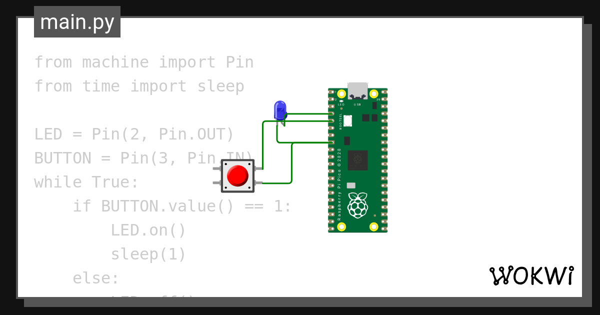 push button with led Copy (2) - Wokwi ESP32, STM32, Arduino Simulator push button with led Copy (2) - Wokwi ESP32, STM32, Arduino Simulator