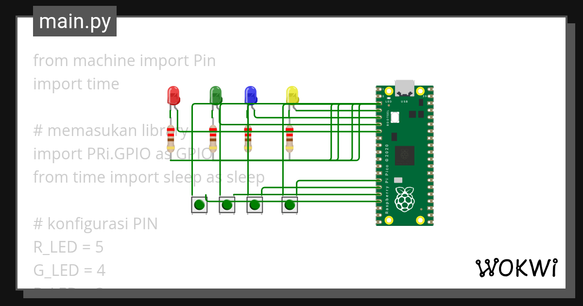 LED PUSH BUTTON - Wokwi ESP32, STM32, Arduino Simulator