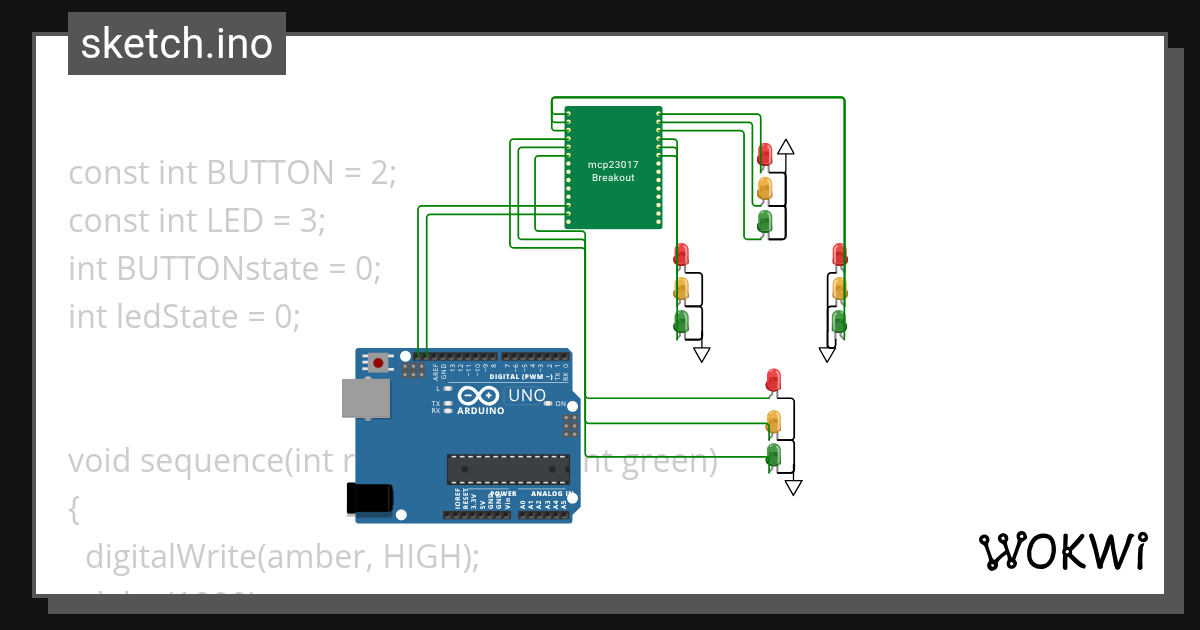 Basic Traffic Lights I2C - Wokwi ESP32, STM32, Arduino Simulator