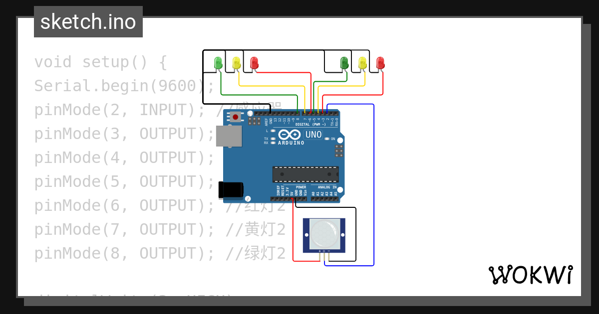 物体检测红绿灯——进阶版 Wokwi Esp32 Stm32 Arduino Simulator