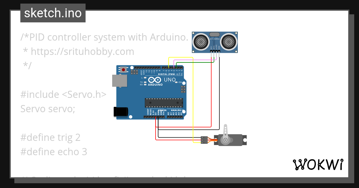PID, balansiranje loptice - Wokwi ESP32, STM32, Arduino Simulator