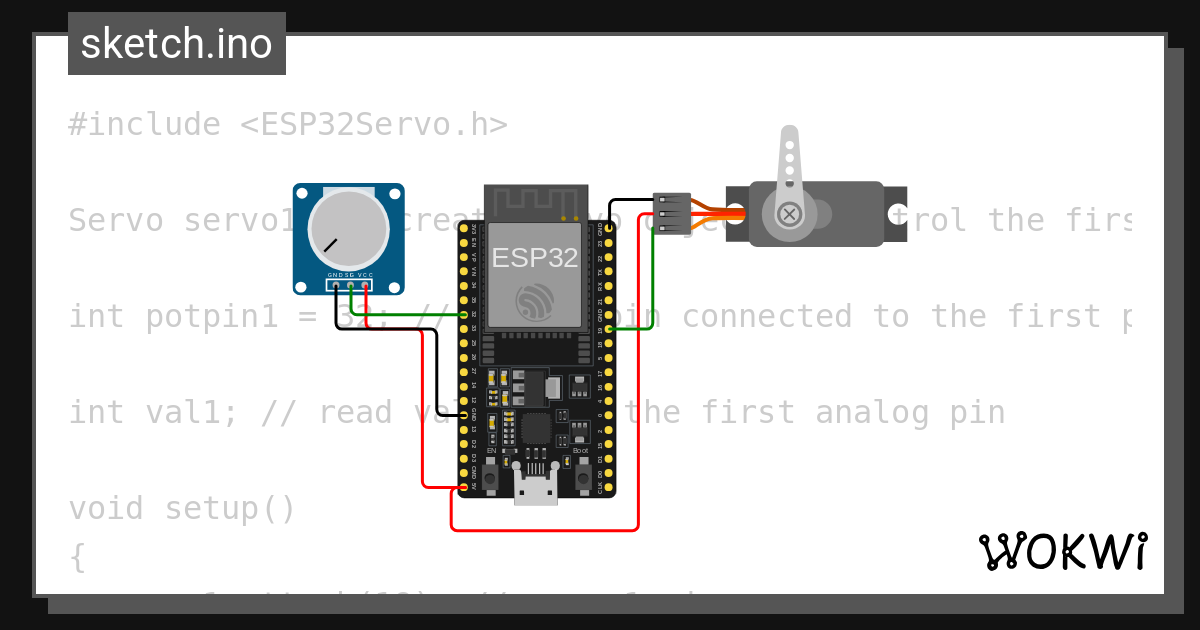 Servo And Potentiometer Wokwi Esp32 Stm32 Arduino Simulator 