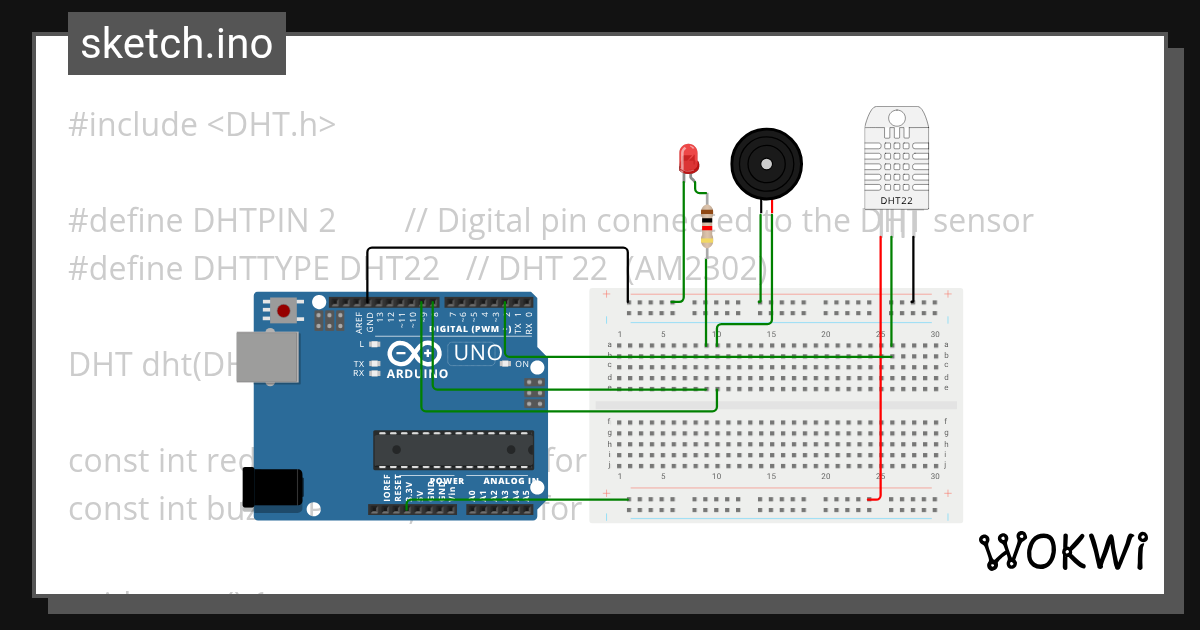 Sensor Suhu Kelembapan - Wokwi ESP32, STM32, Arduino Simulator