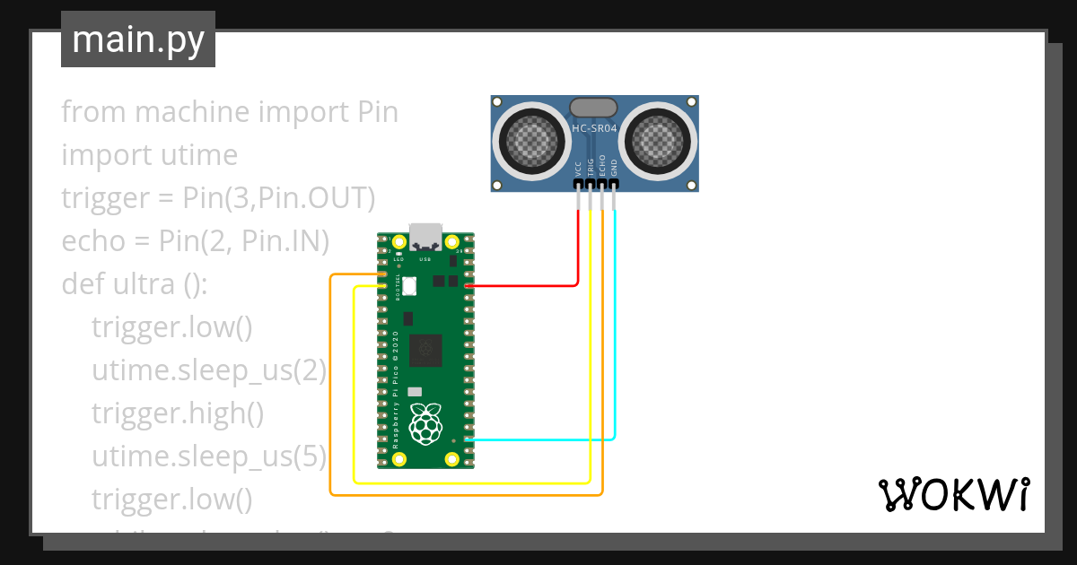 Ultrasonic Sensor Raspberry Pi Micropython Wokwi Esp32 Stm32 Arduino Simulator