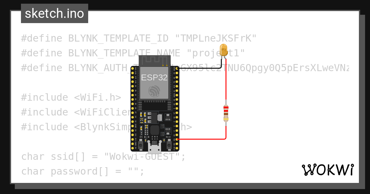 Menyalakan Led Dengan Blynk Wokwi Esp32 Stm32 Arduino Simulator