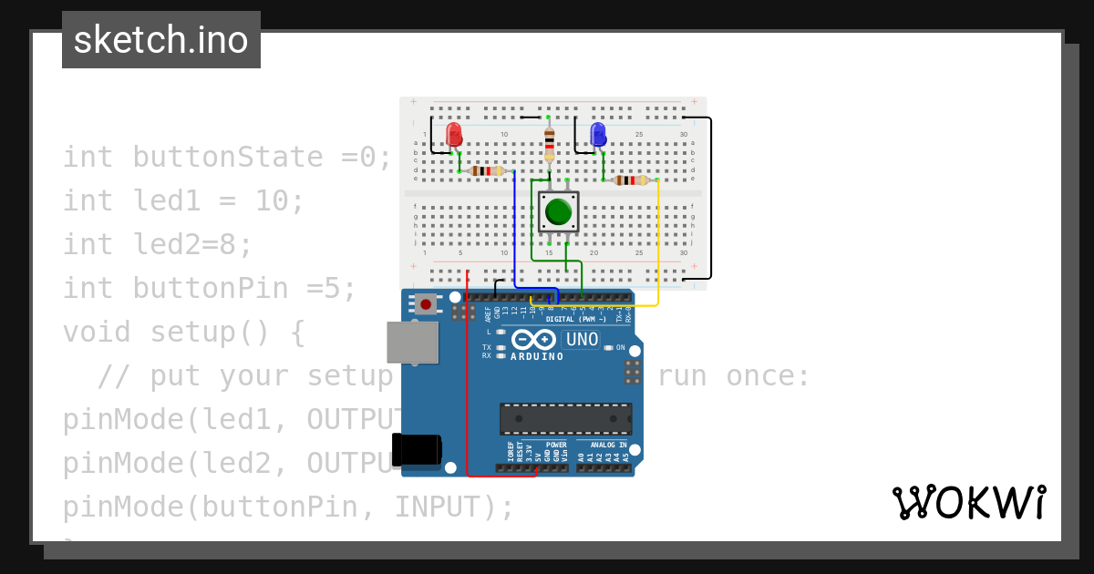 2 Led Blink 1 Push Button Wokwi Esp32 Stm32 Arduino Simulator 3478