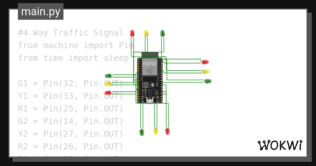 Four Way Trafficpy Wokwi Esp32 Stm32 Arduino Simulator 4662