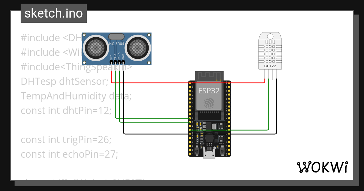 Ultrasonic Sensor Wokwi Esp32 Stm32 Arduino Simulator 