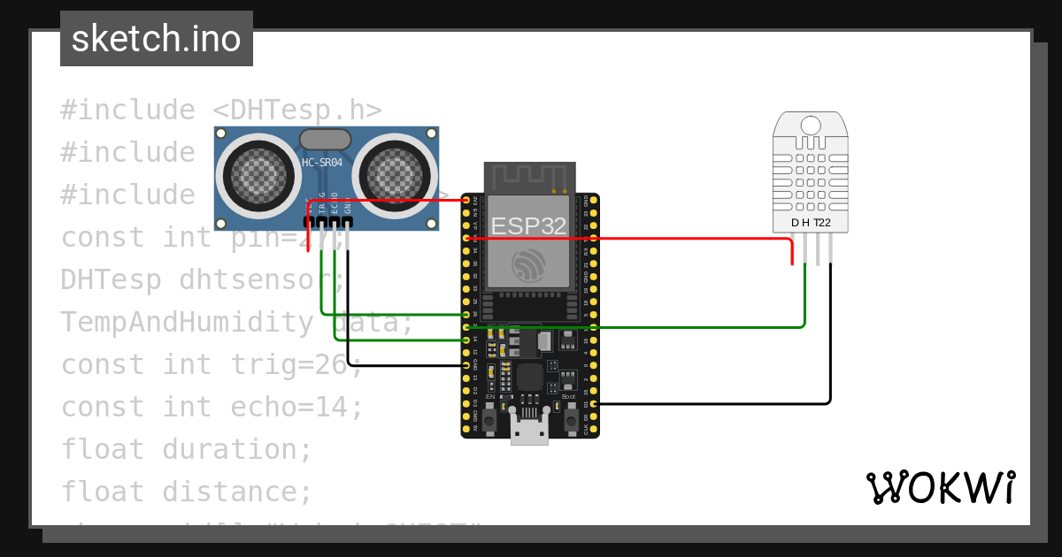 Temp Humiditiy And Ultra Sonic Sensors Wokwi Esp32 Stm32 Arduino 6694