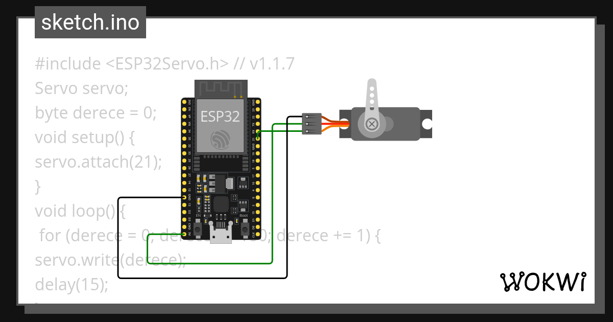 Servo Motor Uygulaması Wokwi Esp32 Stm32 Arduino Simulator 5554