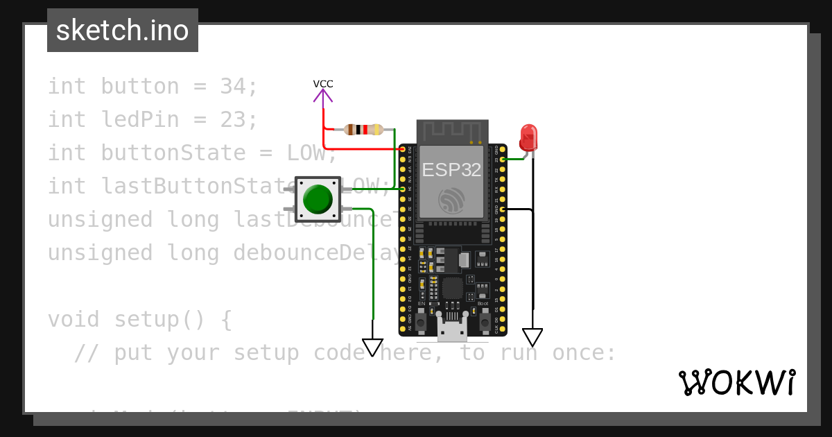 Bật Tắt Nút Có Debounce Wokwi Esp32 Stm32 Arduino Simulator