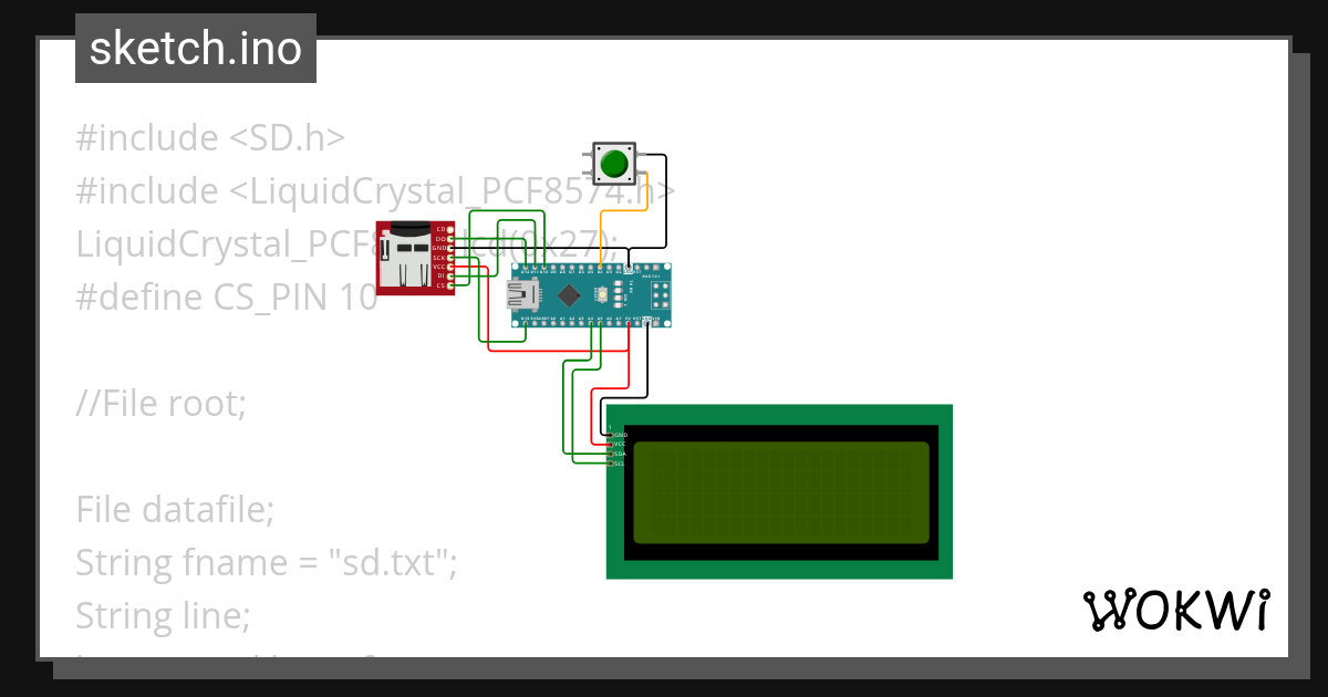 SD con LCD i2c 3 - Wokwi ESP32, STM32, Arduino Simulator