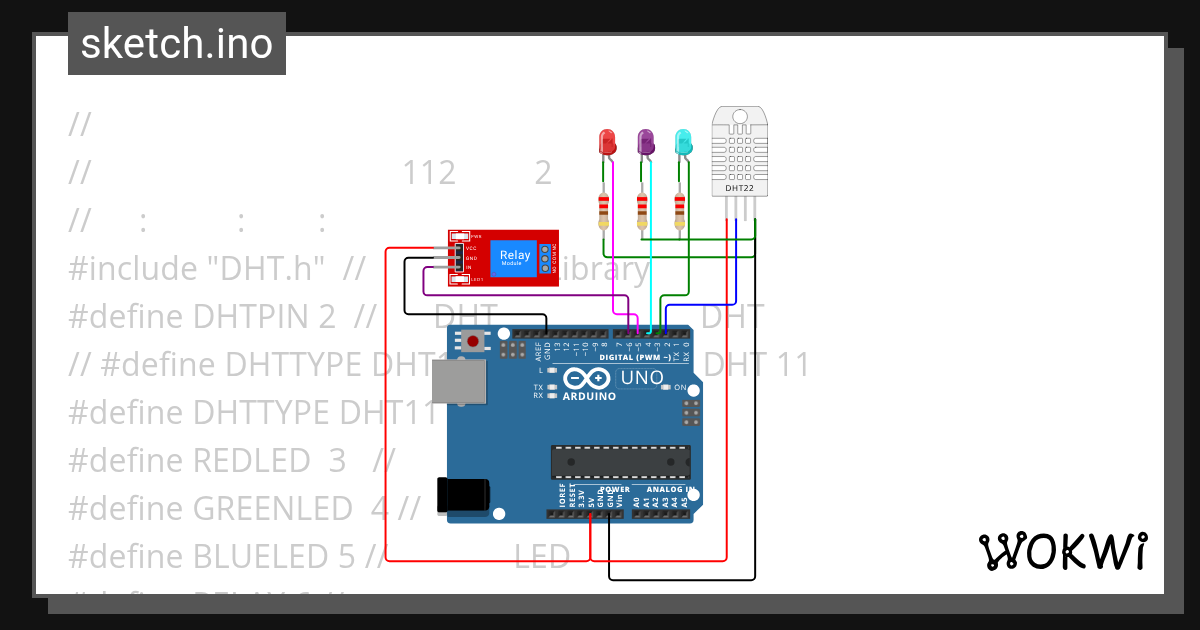 ARDUINO_DHT11_LED_NTC07 - Wokwi ESP32, STM32, Arduino Simulator