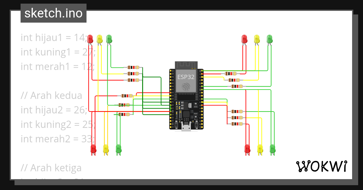 Raihan Rifandi_2217051043_Traffic Lights Simulation - Wokwi ESP32, STM32, Arduino Simulator