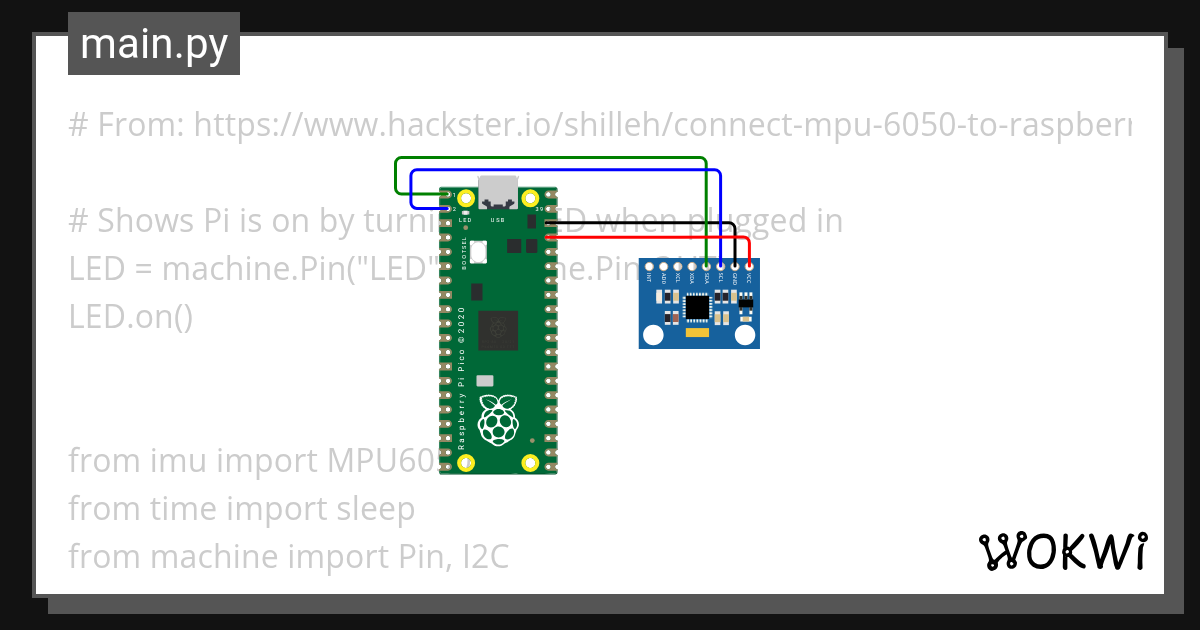 Pico with GY-521 IMU Copy - Wokwi ESP32, STM32, Arduino Simulator