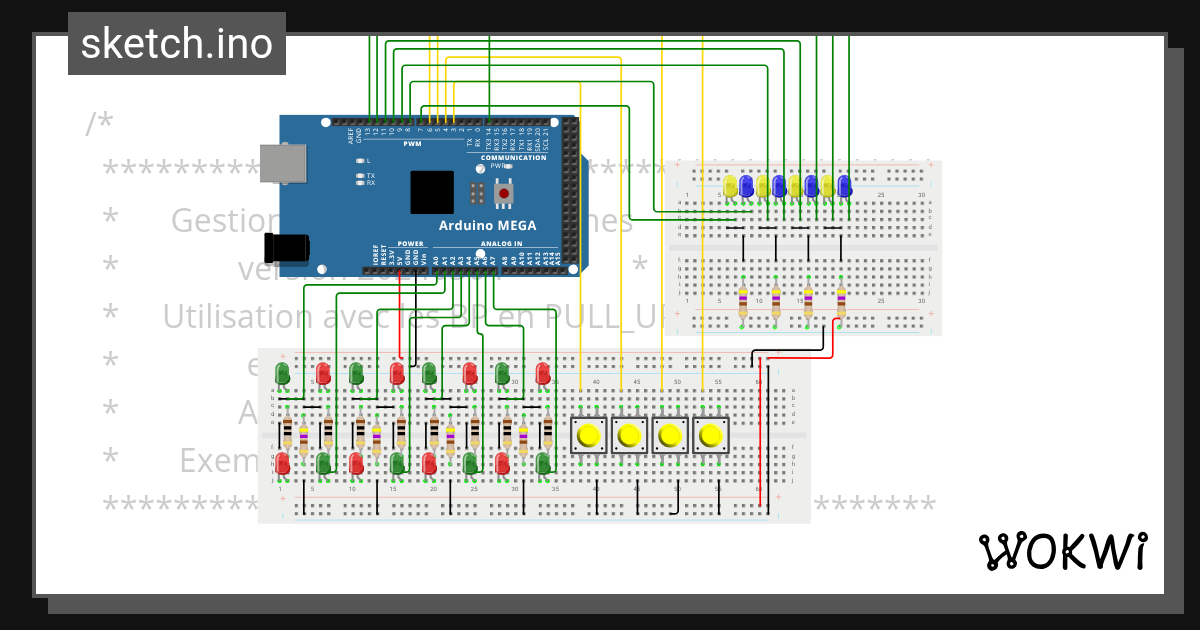 Aiguillages à bobines avec bibliotheque Debounce - Wokwi ESP32, STM32, Arduino Simulator