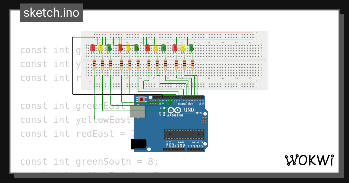 Traffic Light 4 Directions Wokwi Esp32 Stm32 Arduino Simulator