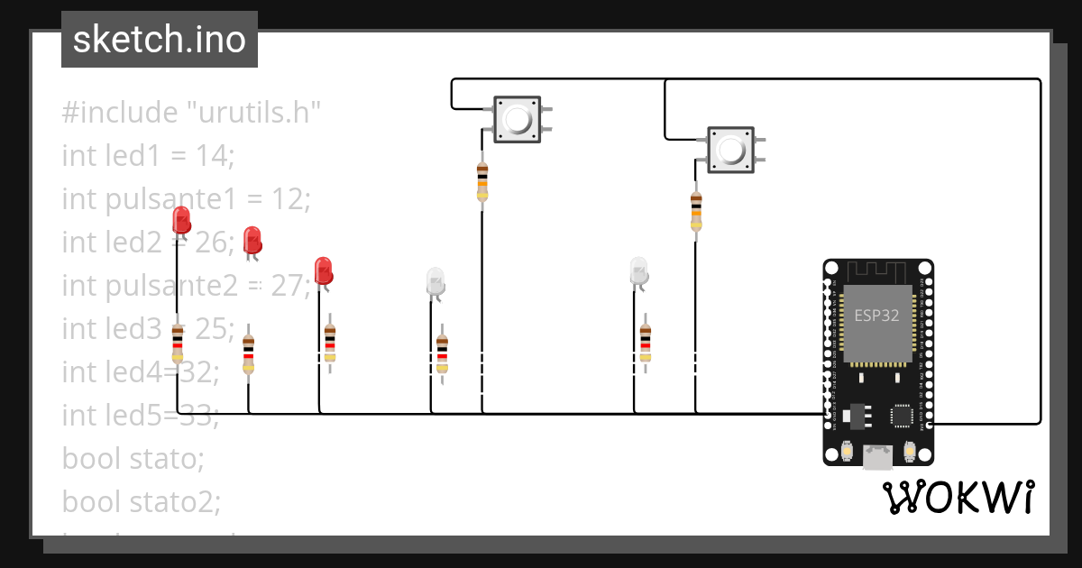 caramelle 3 pulsanti pagliai - Wokwi ESP32, STM32, Arduino Simulator