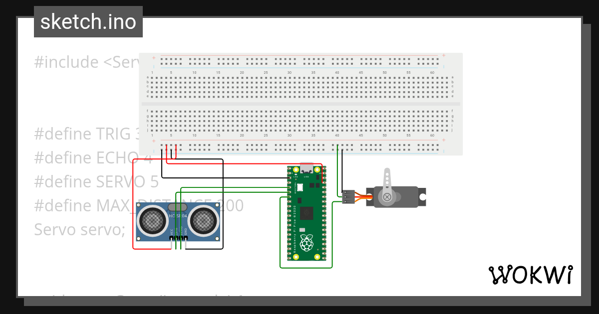 servo with ultrasonic - Wokwi ESP32, STM32, Arduino Simulator