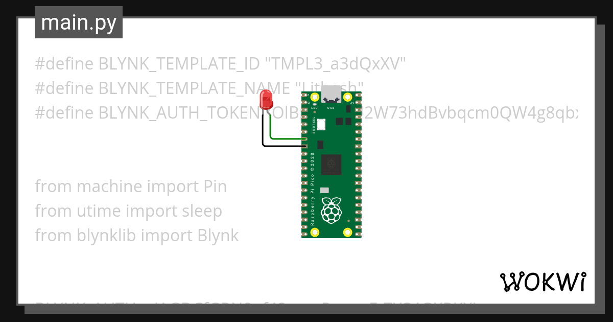 LED Blink on Raspberry Pi Pico with uPython Copy (2) - Wokwi ESP32, STM32, Arduino Simulator