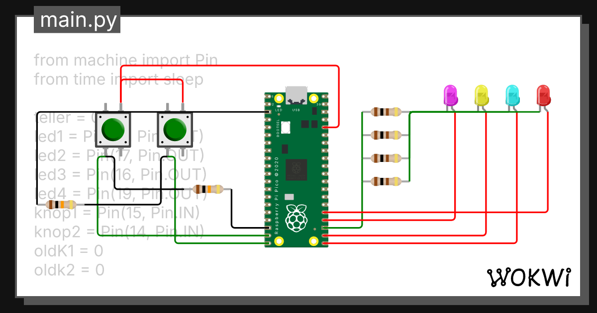 knop links rechts 1 klik - Wokwi ESP32, STM32, Arduino Simulator