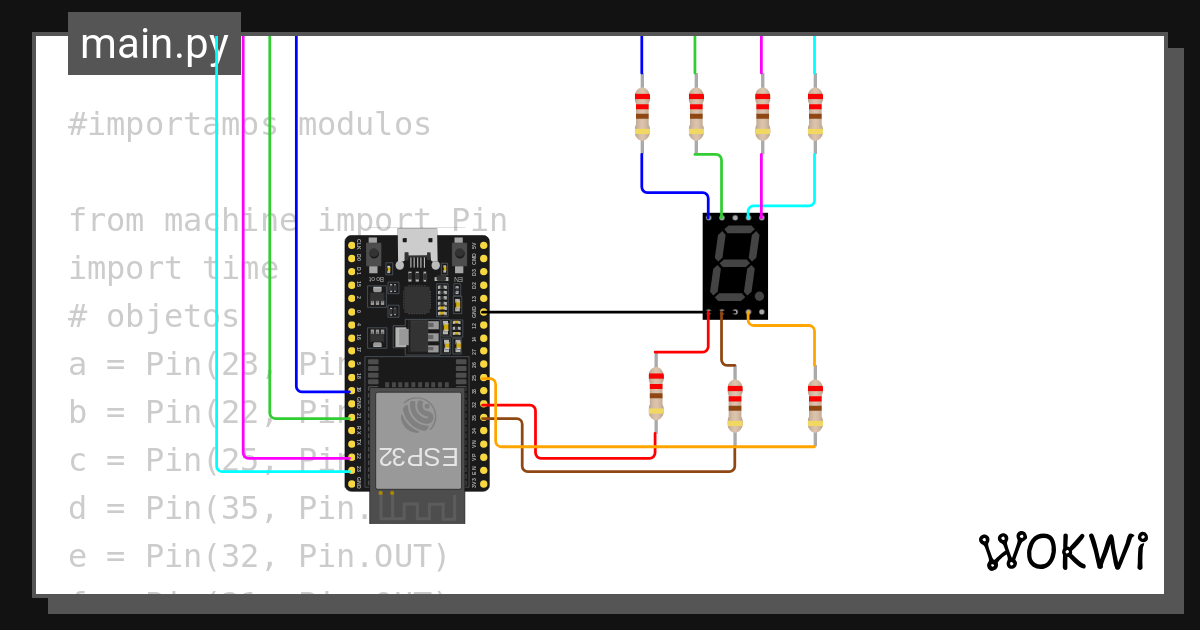 7 Segmentos Wokwi Esp32 Stm32 Arduino Simulator