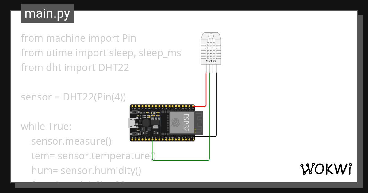 DHT22 - Wokwi ESP32, STM32, Arduino Simulator
