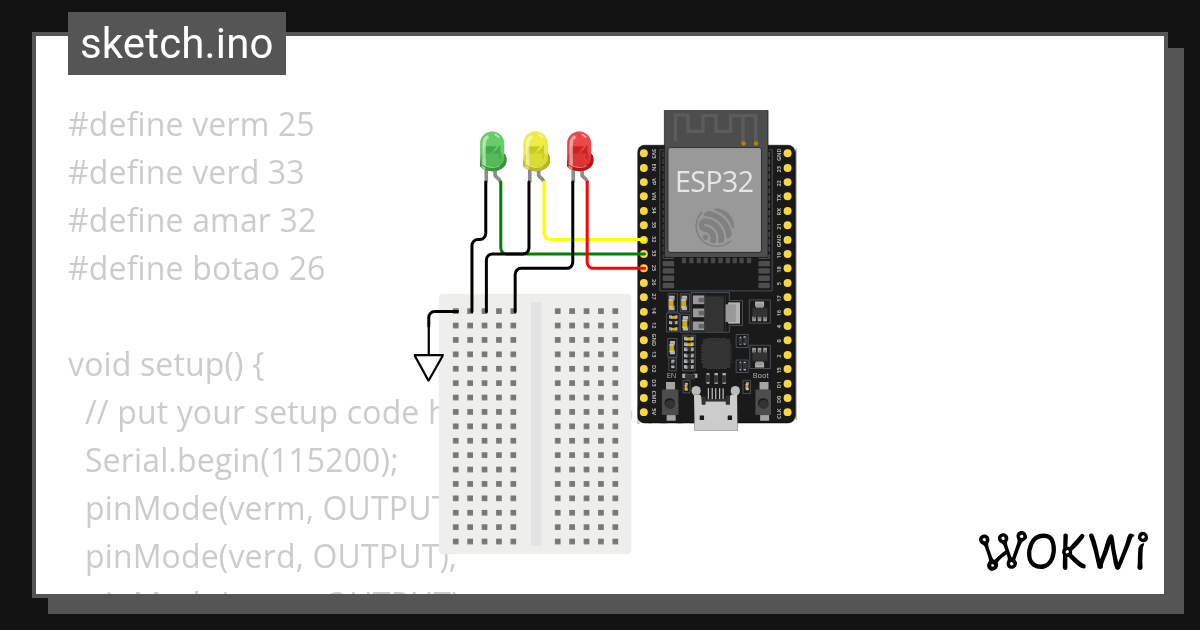 semaforo - Wokwi ESP32, STM32, Arduino Simulator