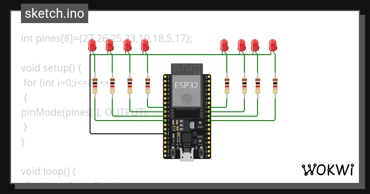 leds - Wokwi ESP32, STM32, Arduino Simulator