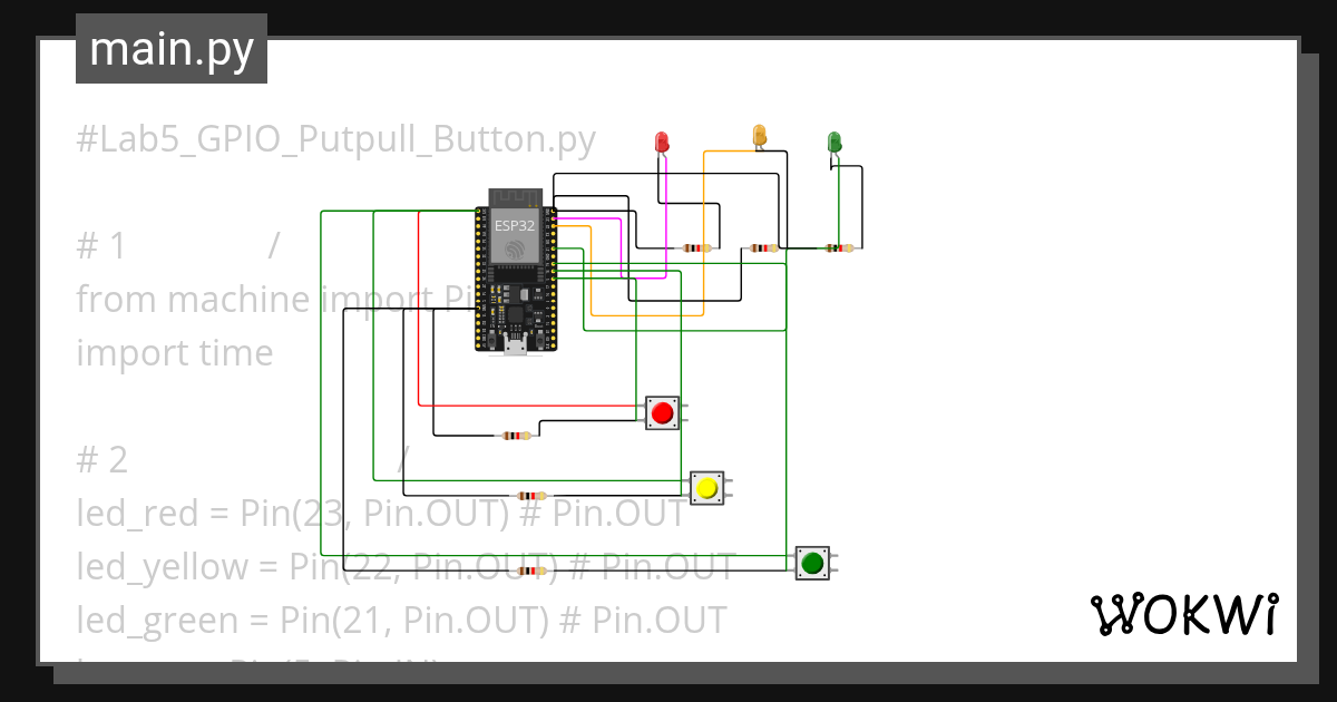 Lab7_GPIO_MultiButton_multiLED.py - Wokwi ESP32, STM32, Arduino Simulator