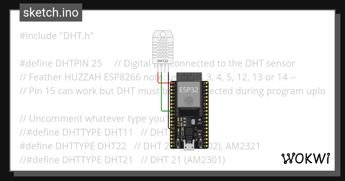 DHT22 - Wokwi ESP32, STM32, Arduino Simulator
