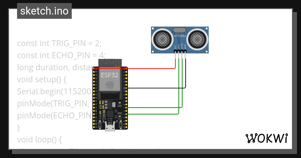 Ultrasonic Reading - Wokwi ESP32, STM32, Arduino Simulator Ultrasonic Reading - Wokwi ESP32, STM32, Arduino Simulator