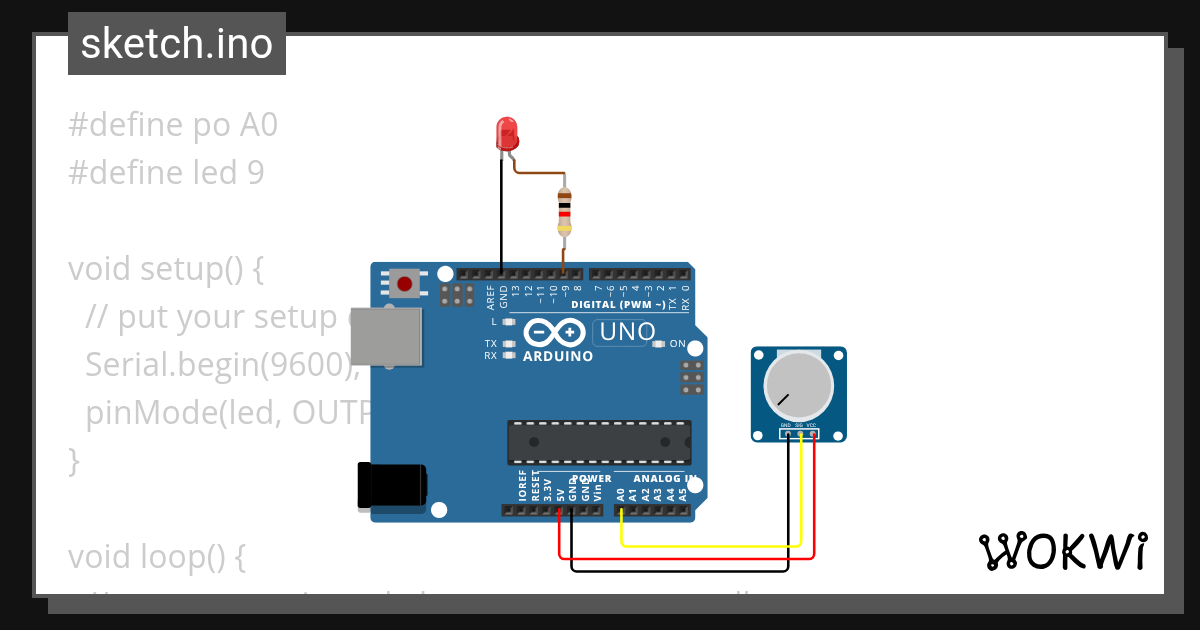 Po + led - Wokwi ESP32, STM32, Arduino Simulator
