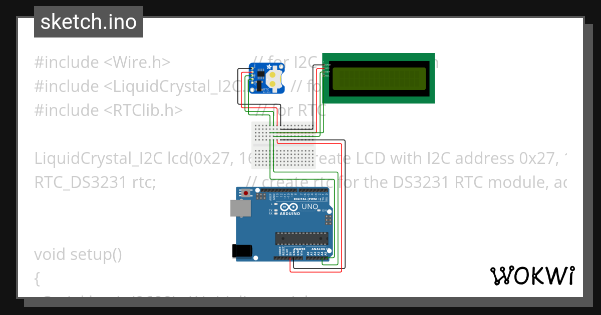 Opdracht 11: LCD - klok - Wokwi ESP32, STM32, Arduino Simulator