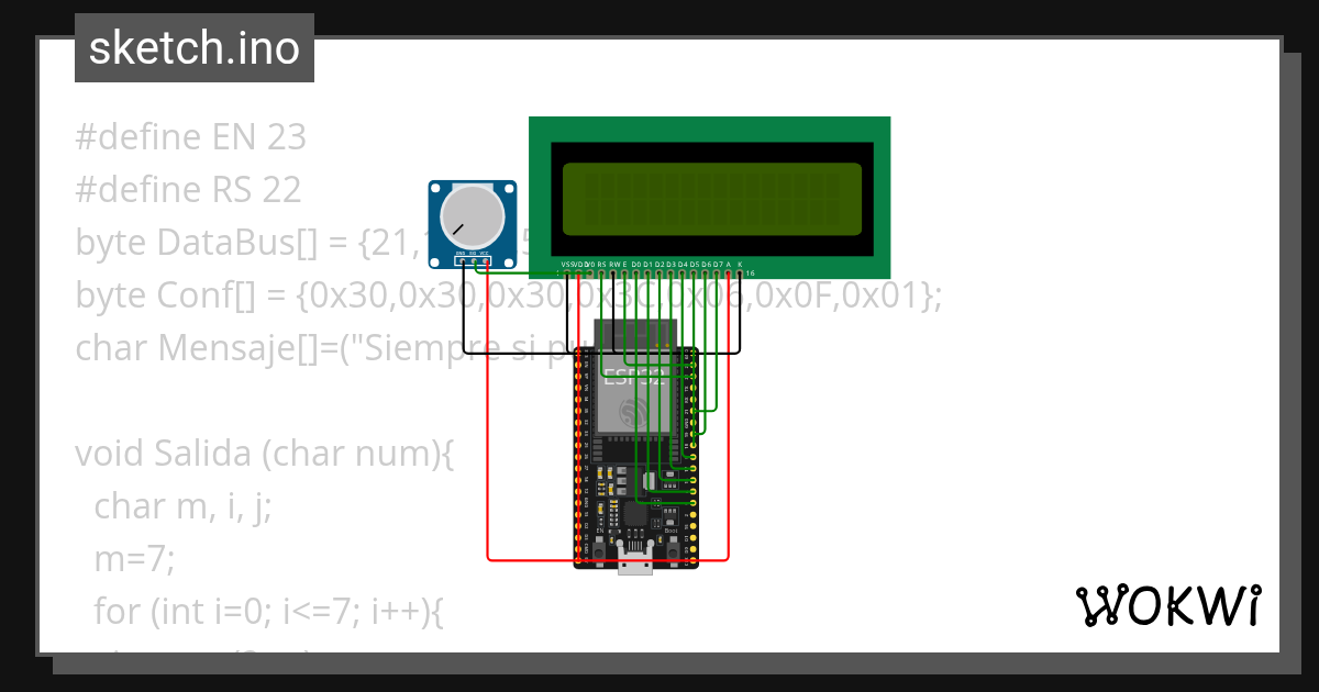LCD Control Gus - Wokwi ESP32, STM32, Arduino Simulator