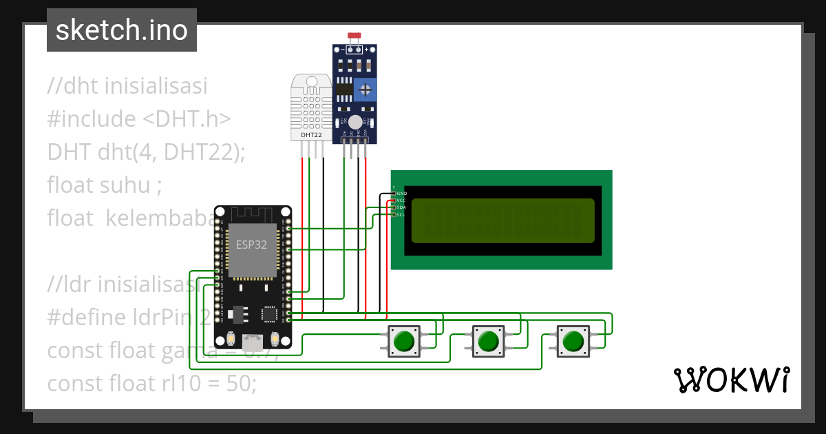Projek Kelompok (pendeteksi cahaya dan kelembaban) - Wokwi ESP32, STM32, Arduino Simulator