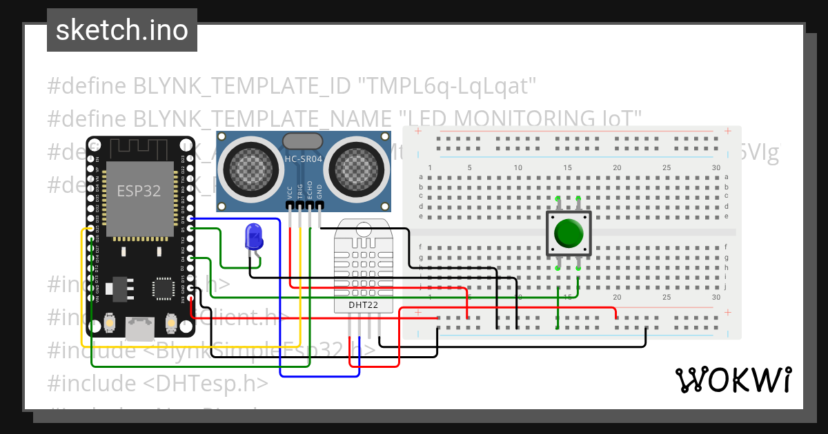 LED MONITORING IoT P6 - Wokwi ESP32, STM32, Arduino Simulator